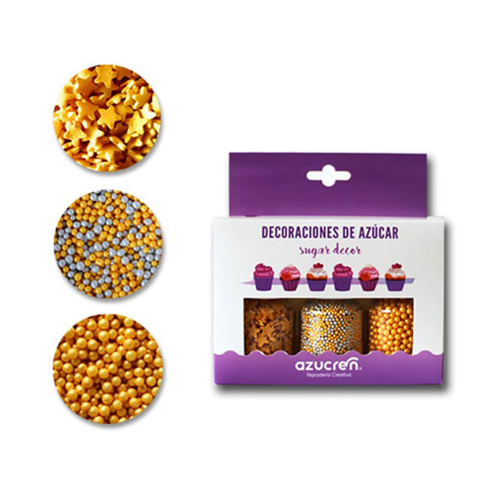 Set de 3 Decoraciones de Azúcar Gold - My Karamelli