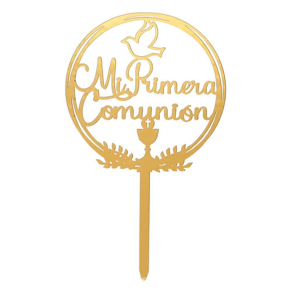 Topper Mi Primera Comunión Dorado 9,5 cm - My Karamelli